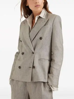 Brunello Cucinelli Mélange-effect Blazer With Monili Detail