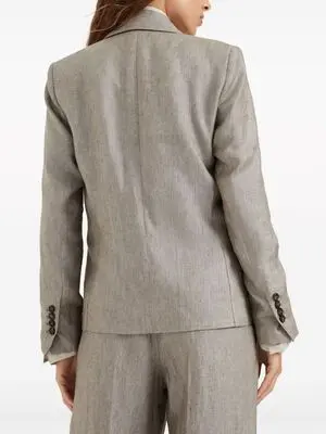 Brunello Cucinelli Mélange-effect Blazer With Monili Detail