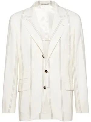 Brunello Cucinelli Striped Single-breasted Blazer - White