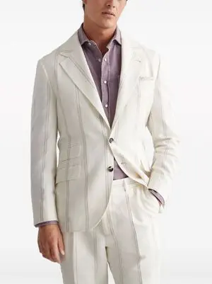 Brunello Cucinelli Striped Single-breasted Blazer - White