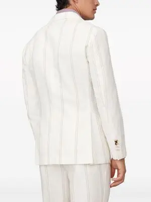 Brunello Cucinelli Striped Single-breasted Blazer - White
