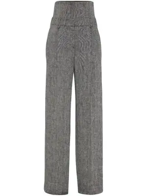 Brunello Cucinelli High-waisted Herringbone Trousers