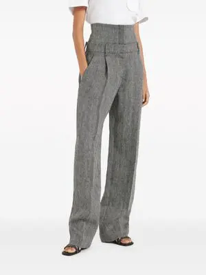 Brunello Cucinelli High-waisted Herringbone Trousers