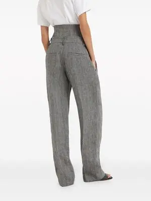 Brunello Cucinelli High-waisted Herringbone Trousers