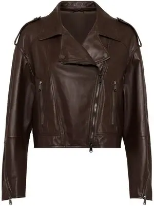 BRUNELLO CUCINELLI Brunello Cucinelli Panelled Leather Cropped Jacket