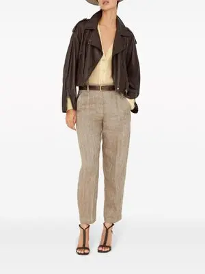 Brunello Cucinelli Panelled Leather Cropped Jacket