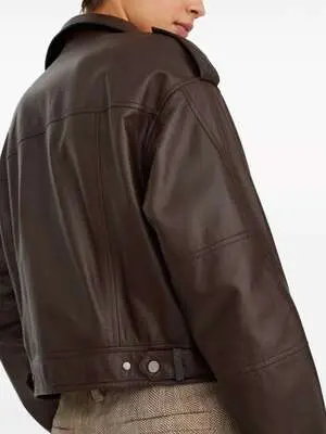 Brunello Cucinelli Panelled Leather Cropped Jacket