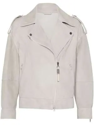 Brunello Cucinelli Zip-up Leather Jacket - Grey