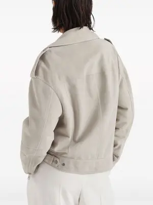 Brunello Cucinelli Zip-up Leather Jacket - Grey