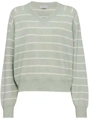 Brunello Cucinelli Striped Ribbed Jumper
