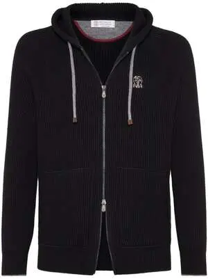 Brunello Cucinelli Ribbed-knit Cashmere Zip-up Hoodie