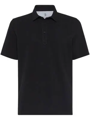 Brunello Cucinelli Button-fastening Cotton Polo Shirt - Black