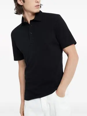 Brunello Cucinelli Button-fastening Cotton Polo Shirt - Black