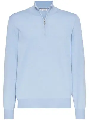 Brunello Cucinelli Zip-up Cashmere Jumper - Blue
