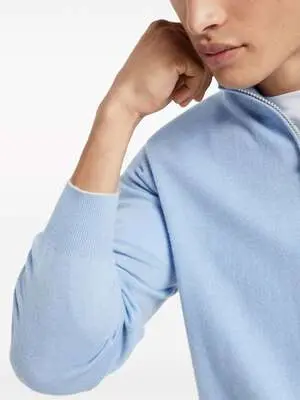 Brunello Cucinelli Zip-up Cashmere Jumper - Blue