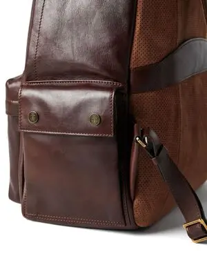 Brunello Cucinelli Leather Backpack With Logo - Brown