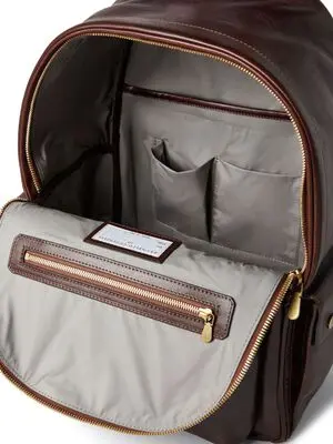 Brunello Cucinelli Leather Backpack With Logo - Brown