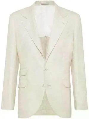 Brunello Cucinelli Single-breasted Twill Blazer - Neutrals