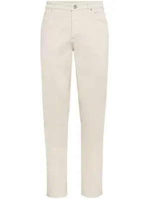 Brunello Cucinelli Straight-leg Stretch-cotton Trousers - Neutrals