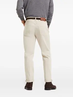 Brunello Cucinelli Straight-leg Stretch-cotton Trousers - Neutrals