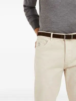 Brunello Cucinelli Straight-leg Stretch-cotton Trousers - Neutrals