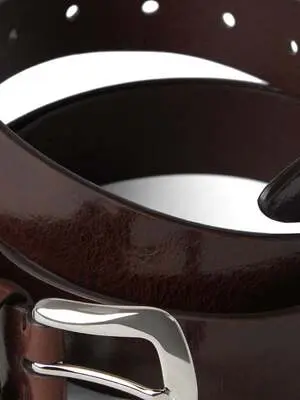 Brunello Cucinelli Leather Belt With Silver-tone Buckle