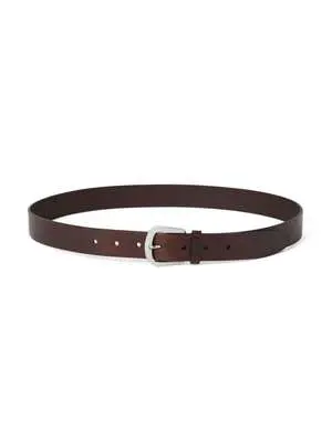 Brunello Cucinelli Leather Belt With Silver-tone Buckle