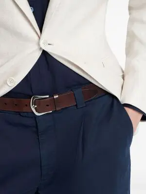 Brunello Cucinelli Leather Belt With Silver-tone Buckle