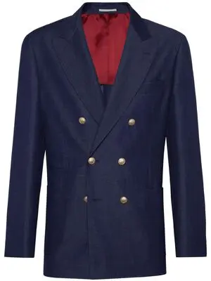 Brunello Cucinelli Double-breasted Wool-blend Blazer
