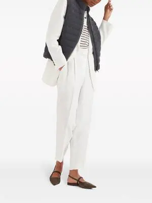 Brunello Cucinelli High-waisted Cropped Trousers - White