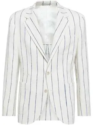 Brunello Cucinelli Striped Single-breasted Blazer - White