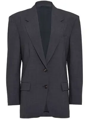 Brunello Cucinelli Notched-lapels Single-breasted Blazer - Grey