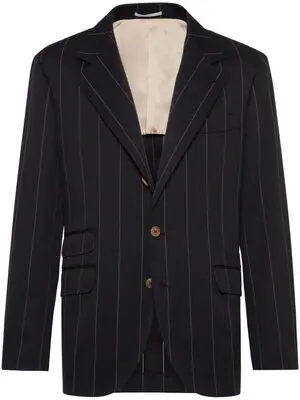 Brunello Cucinelli Stripe-pattern Wool-blend Blazer