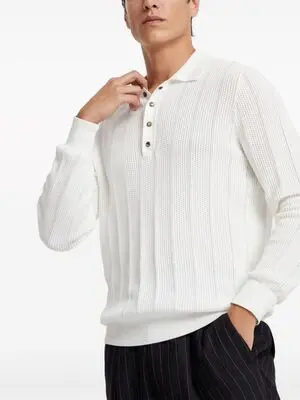 Brunello Cucinelli Long-sleeve Cotton Polo Shirt - White