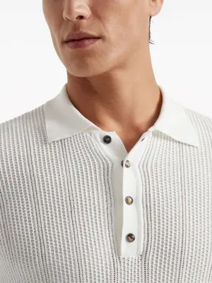 Brunello Cucinelli Long-sleeve Cotton Polo Shirt - White