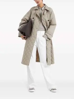 Brunello Cucinelli Quilted Belted Trench Coat