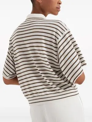 Brunello Cucinelli Striped Cropped Polo Shirt