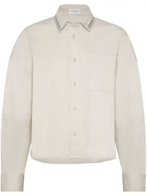 Brunello Cucinelli Appliqué-detail Long-sleeve Shirt