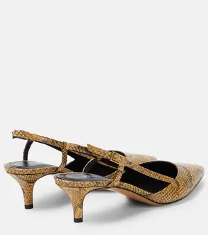 Isabel Marant Pilia Leather Slingback Pumps - Neutrals