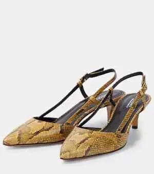 Isabel Marant Pilia Leather Slingback Pumps - Neutrals