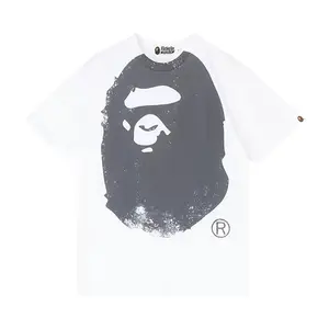 A BATHING APE Overprinted Ape Head Tee - White