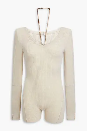 Jacquemus Cielo Ribbed-knit Playsuit - Cream