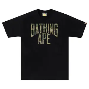 A BATHING APE Layered Line Camo Nyc Logo Tee /beige - Black