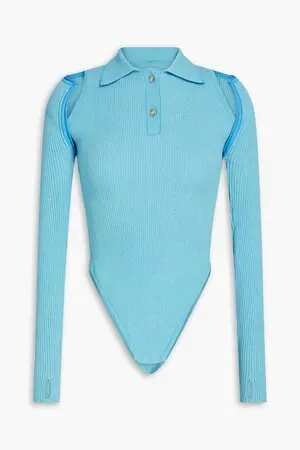 Jacquemus Cielo Convertible Ribbed-Knit Bodysuit - Turquoise
