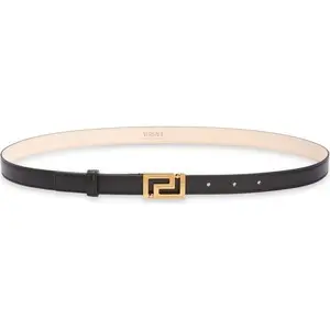 Versace Greca Buckle Leather Belt - Black/versace Gold