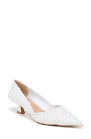 Franco Sarto Franco Sarto Darcy Pointed Toe Kitten Heel Pump White