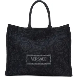 Versace Extra Large Barocco Jacquard Tote - Black Black Versace Gold