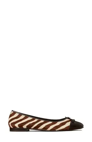 Tory Burch Leopard Print Genuine Calf Hair Ballet Flat - Zebra/coco