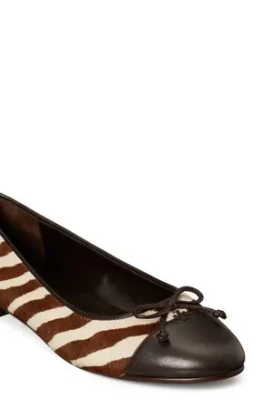 Tory Burch Leopard Print Genuine Calf Hair Ballet Flat - Zebra/coco
