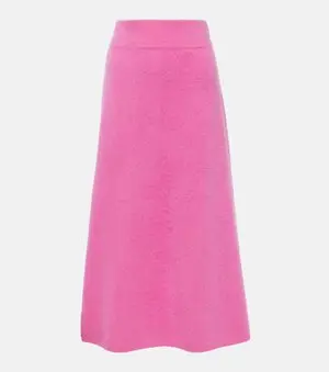 LISA YANG Asta High-rise Cashmere Midi Skirt - Pink